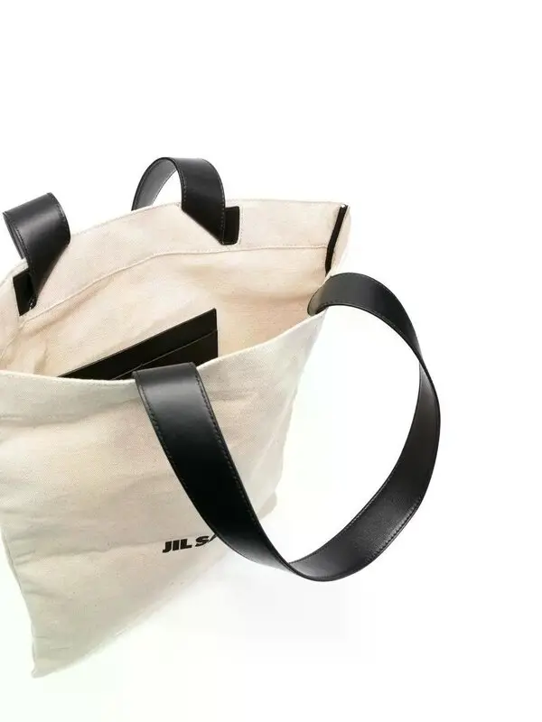 JIL SANDER Logo-print Linen Tote Bag - Neutrals