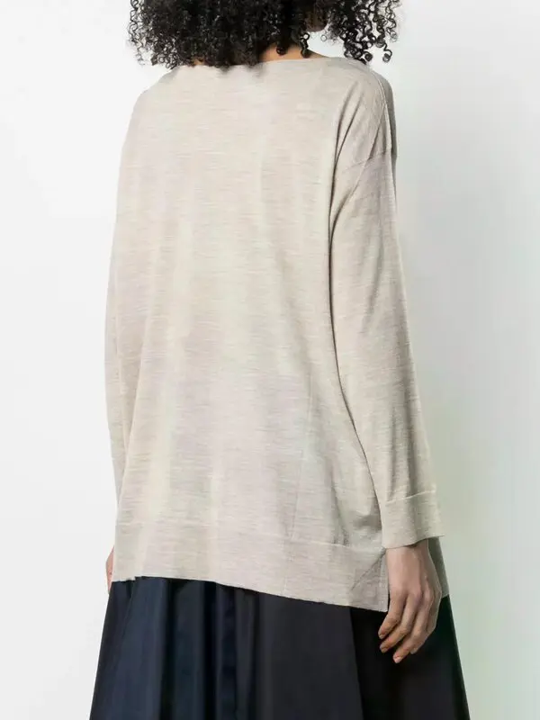 Prada Beige Virgin Wool Mélange Effect Long Sleeve T-shirt