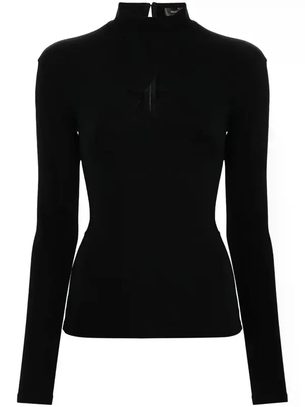 MUGLER Star Cut-out Top - Black