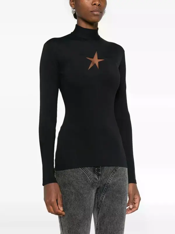 MUGLER Star Cut-out Top - Black