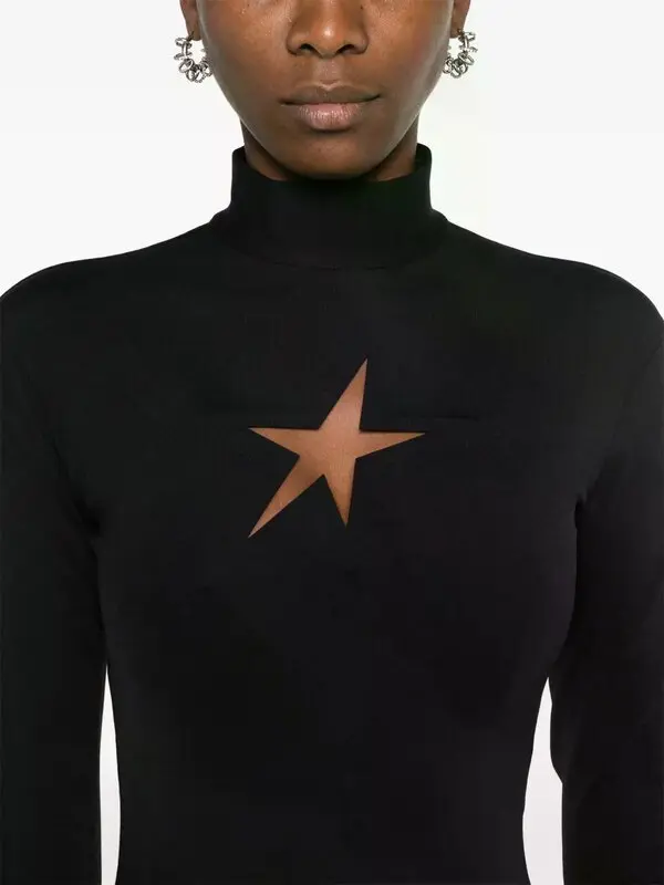 MUGLER Star Cut-out Top - Black
