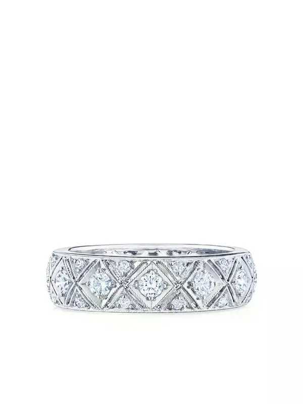 Kwiat 18kt White Gold Splendor Diamond Filigree Band Ring - Silver