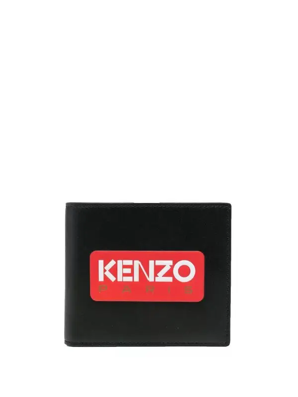 Kenzo Logo-patch Folded Leather Wallet - Black