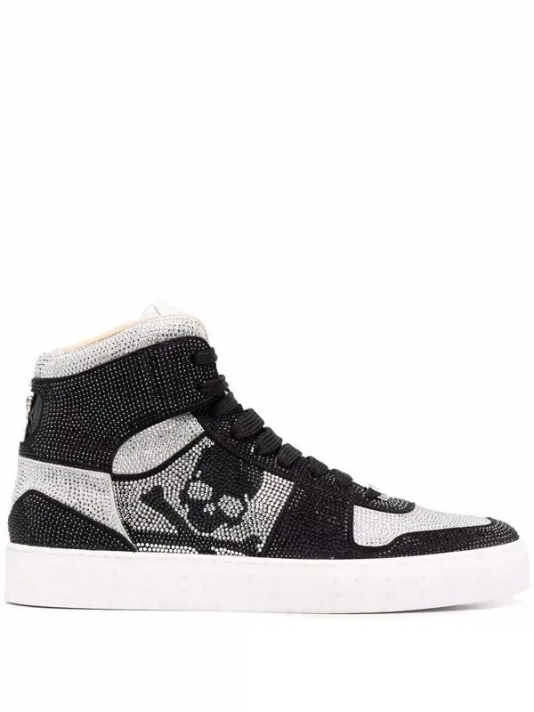 Philipp Plein Embellished Suede High Top Sneakers - Black