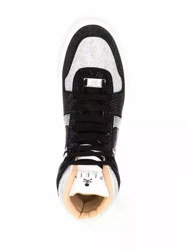 Philipp Plein Embellished Suede High Top Sneakers - Black