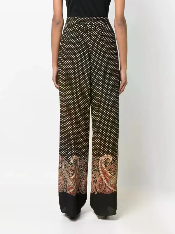 Etro Paisley Print Silk Wide-leg Trousers