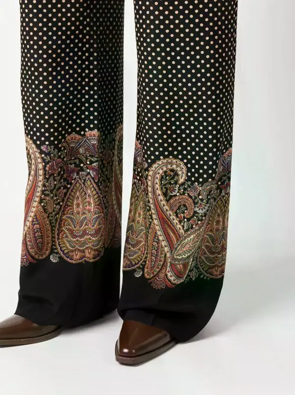 Etro Paisley Print Silk Wide-leg Trousers