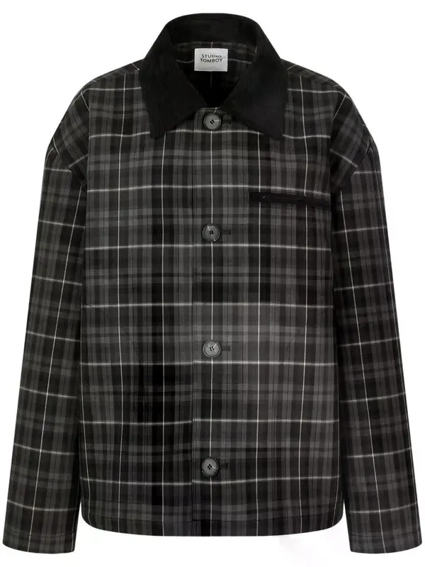 STUDIO TOMBOY Tartan Check-pattern Corduroy-collar Jacket