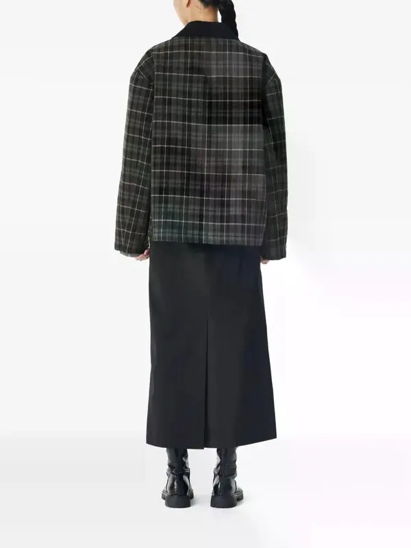 STUDIO TOMBOY Tartan Check-pattern Corduroy-collar Jacket
