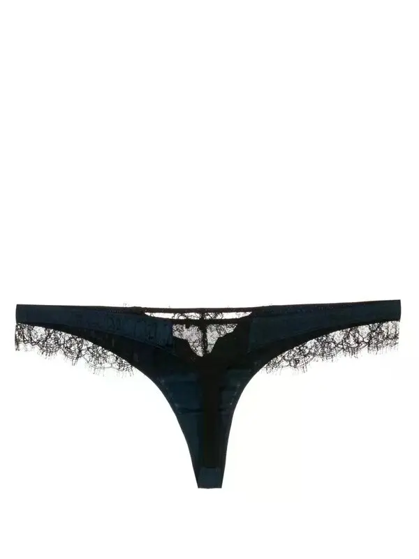 Kiki De Montparnasse Lace Inset Silk Thong