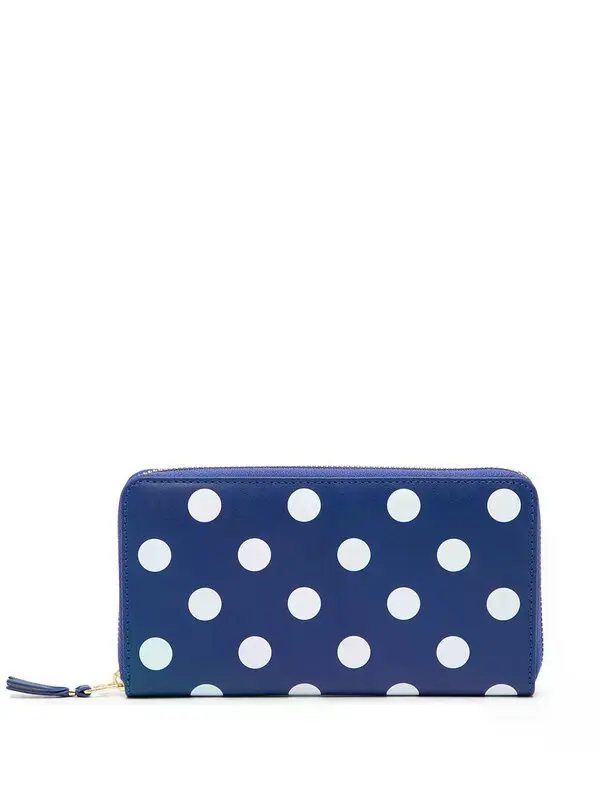 Comme Des Garçons Polka Dot-print Zip-around Wallet - Blue