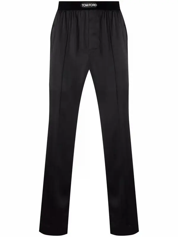 TOM FORD Logo-waistband Silk Pajama Trousers - Black
