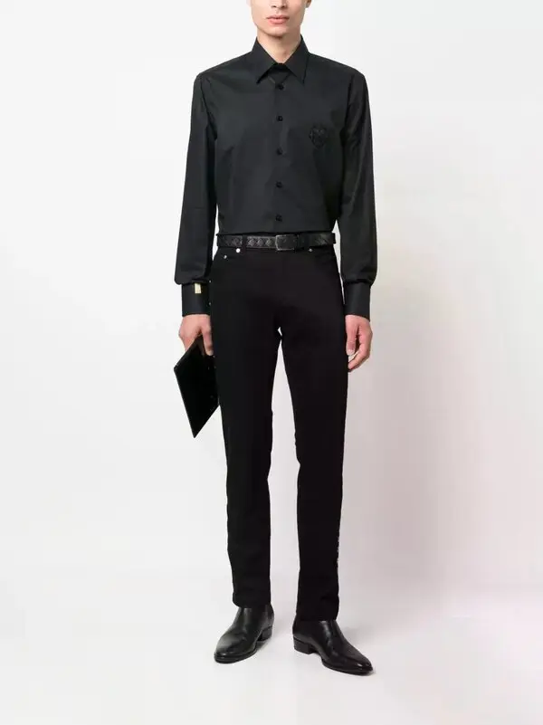 BILLIONAIRE Logo-embroidered Poplin Shirt
