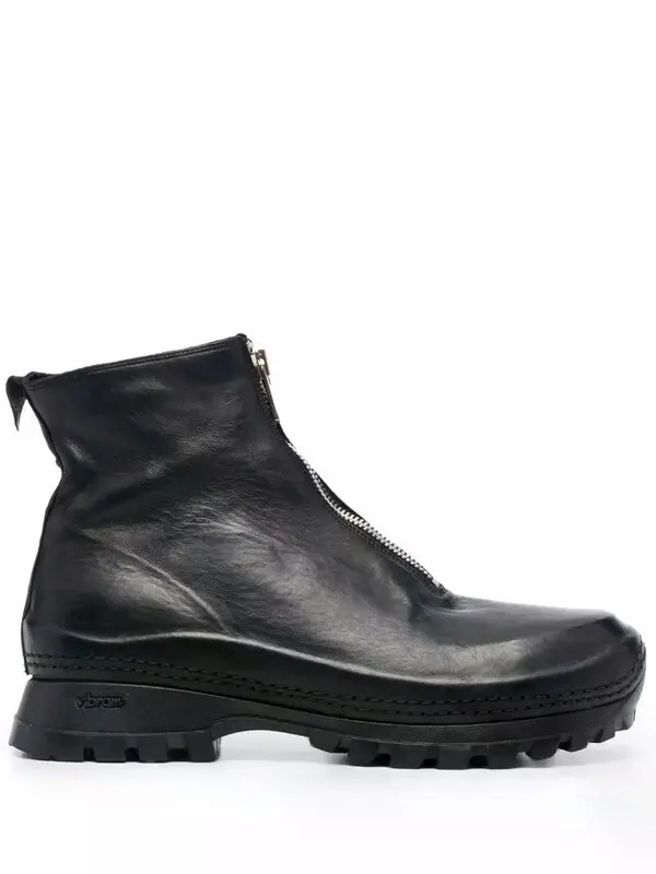 Guidi Zipped Leather Ankle Boots