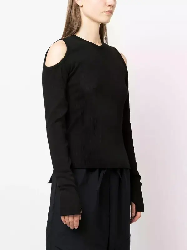 IOANA CIOLACU Fine-ribbed Cold-shoulder Top