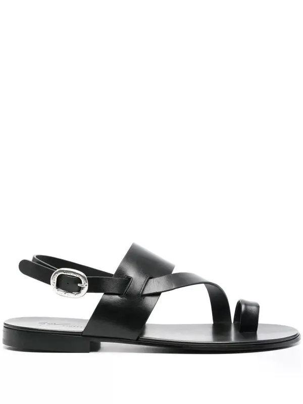 GIUSEPPE ZANOTTI Hezra Toe-loop Leather Sandals - Black