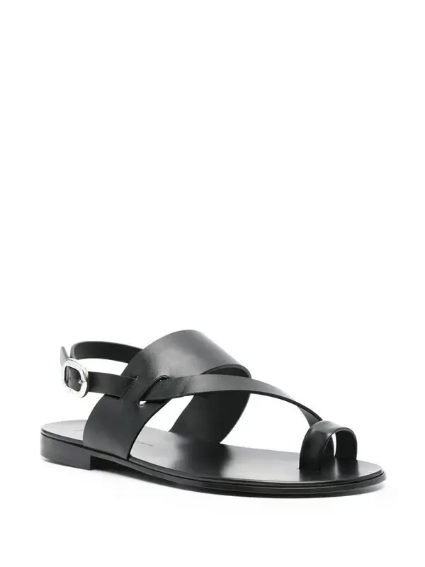 GIUSEPPE ZANOTTI Hezra Toe-loop Leather Sandals - Black