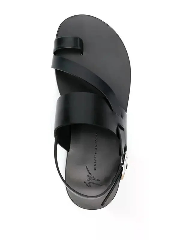 GIUSEPPE ZANOTTI Hezra Toe-loop Leather Sandals - Black