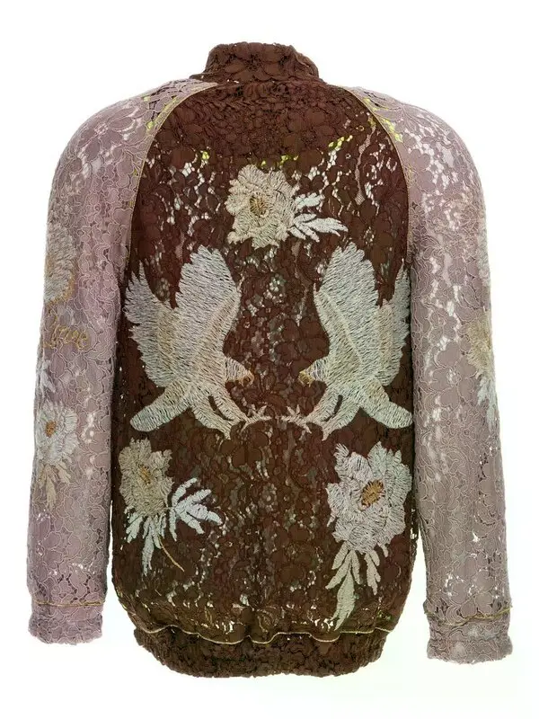 LINEA 11 Embroidered Lace Bomber Jacket