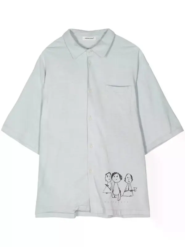 Undercover Graphic-print Cotton Shirt - Blue