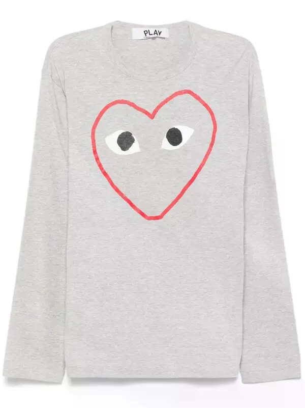 Play Comme Des Garcon Outline Heart-print T-shirt - Grey