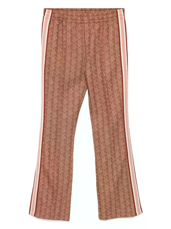 Lacoste Monogram Print Flared Trousers - Brown