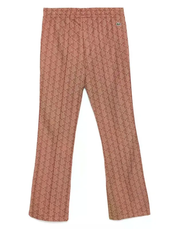 Lacoste Monogram Print Flared Trousers - Brown