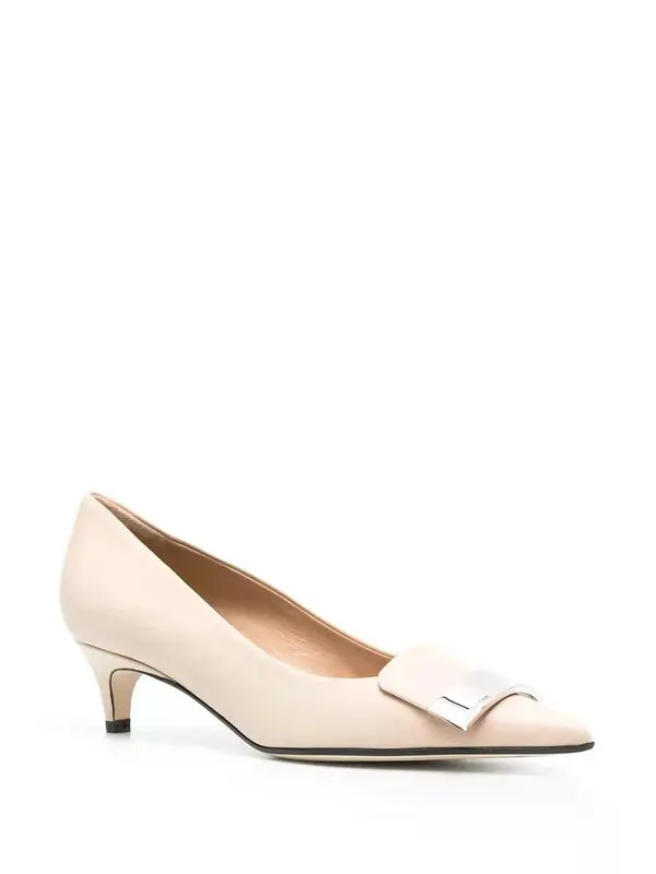SERGIO ROSSI Sr1 45mm Plaque-embellished Pumps - Neutrals