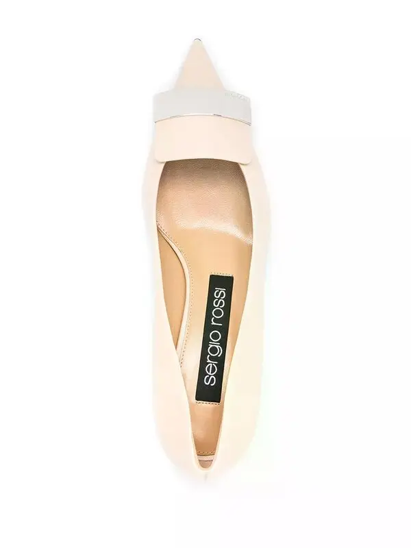 SERGIO ROSSI Sr1 45mm Plaque-embellished Pumps - Neutrals