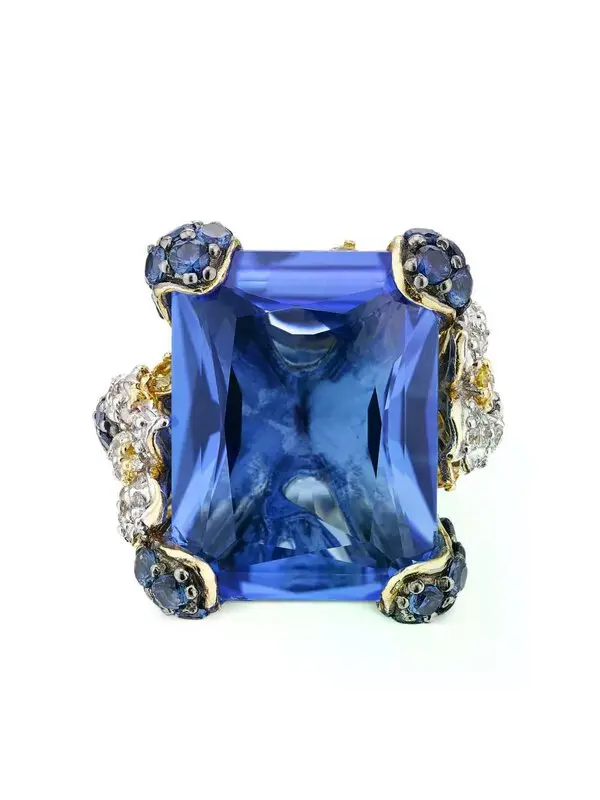 ANABELA CHAN 18kt Gold Vermeil Cinderella Gemstone Ring - Blue