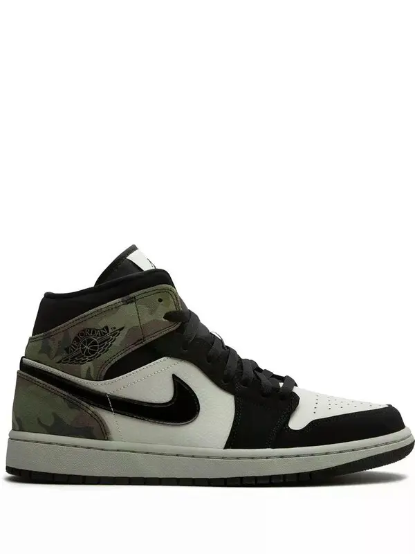 JORDAN Air 1 Mid Camouflage Pattern Lace-up Sneakers