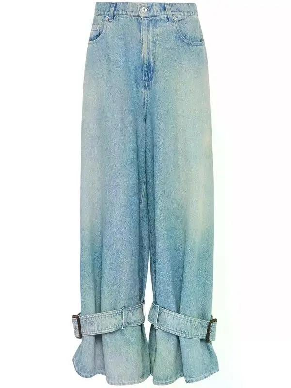 JW Anderson Buckled Cuff Wide Leg Jeans - Blue