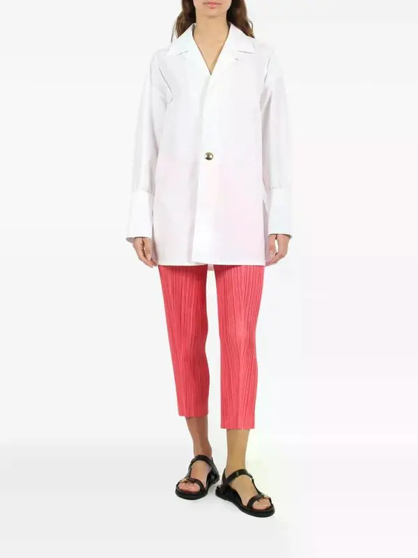 Issey Miyake Coral Cropped Pleated Trousers