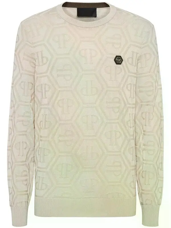 Philipp Plein Jacquard Logo Crew Neck Sweater