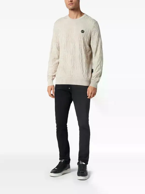 Philipp Plein Jacquard Logo Crew Neck Sweater