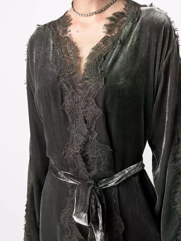Gold Hawk Lace-trim Belted Coat