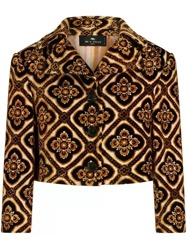 Etro Geometric-print Cropped Jacket