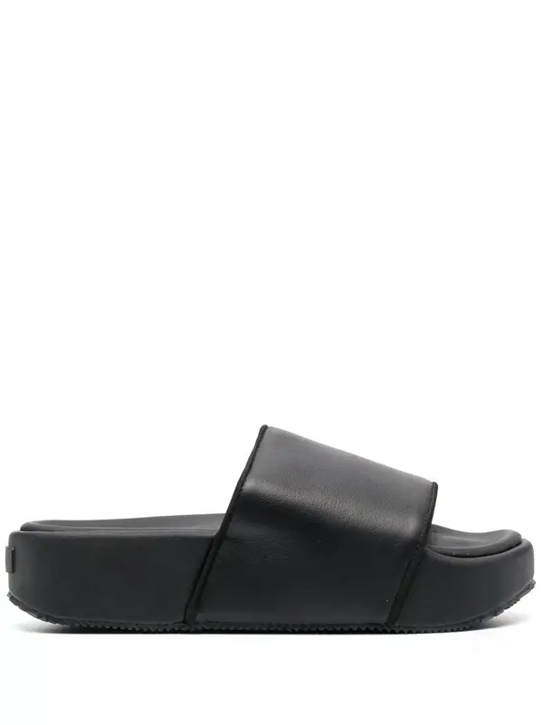 Y3 Plain Leather Slides