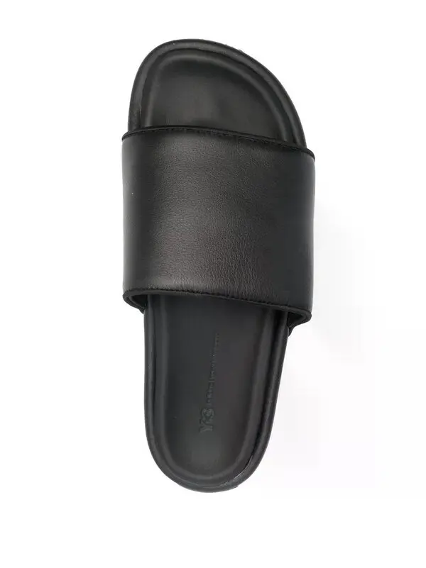 Y3 Plain Leather Slides