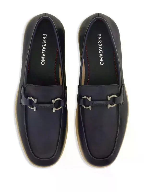 FERRAGAMO Gancini Buckle Loafers - Blue
