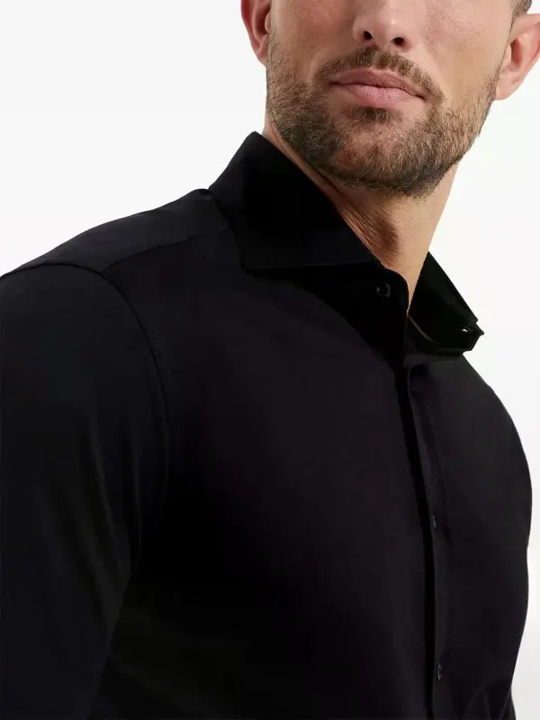 Brunello Cucinelli Spread-collar Cotton Shirt - Black