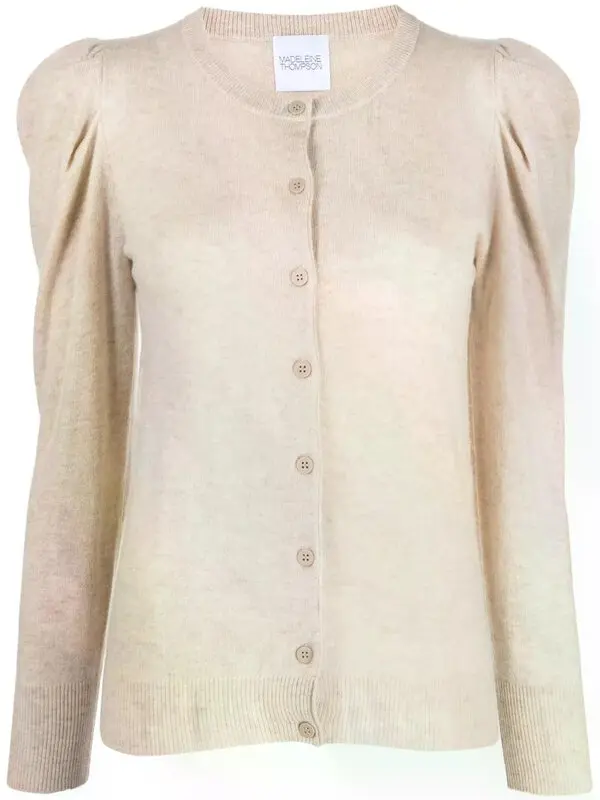 MADELEINE THOMPSON Long-sleeve Ruched Wool-cashmere Cardigan - Neutrals