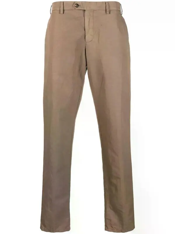 LARDINI Straight-leg Linen Trousers - Brown