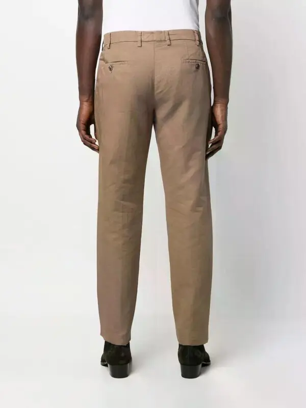 LARDINI Straight-leg Linen Trousers - Brown