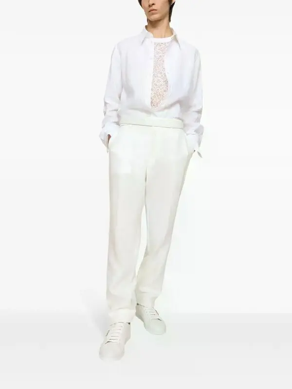 Dolce & Gabbana Linen Tailored Trousers - White