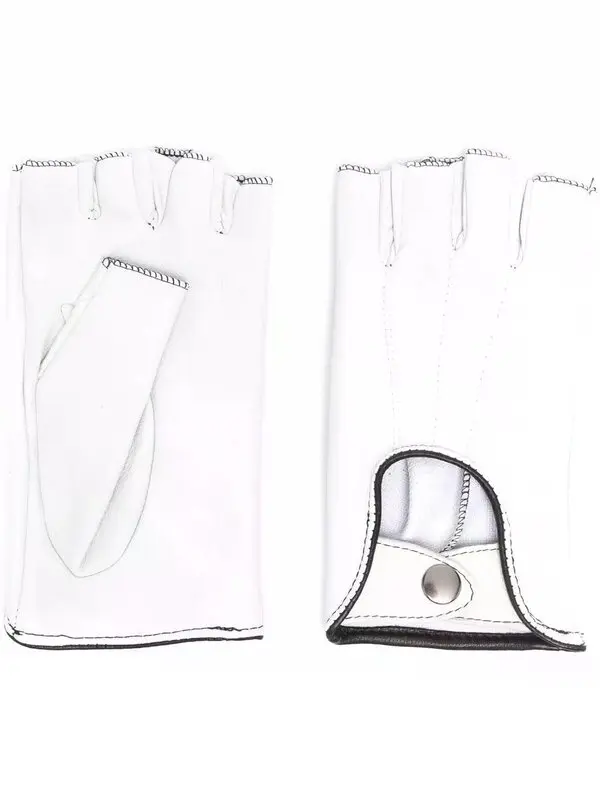 MANOKHI Stitch-detail Leather Gloves - White