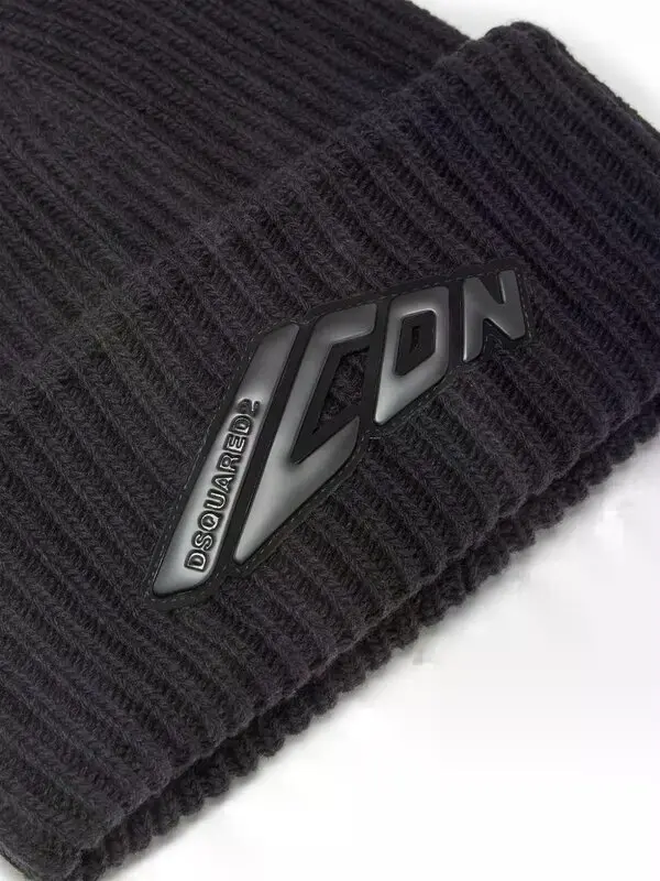 Dsquared2 Ribbed-knit Beanie With Icon Motif