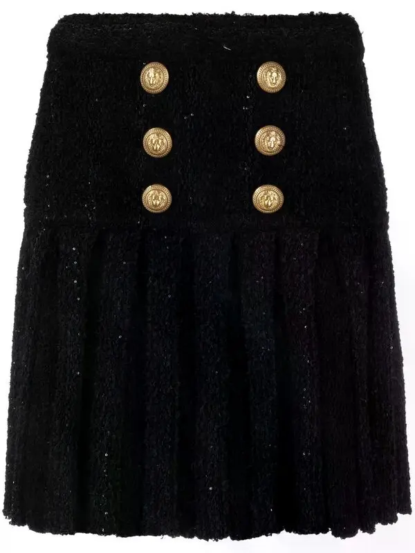 Balmain High-waisted Button-detail Skirt