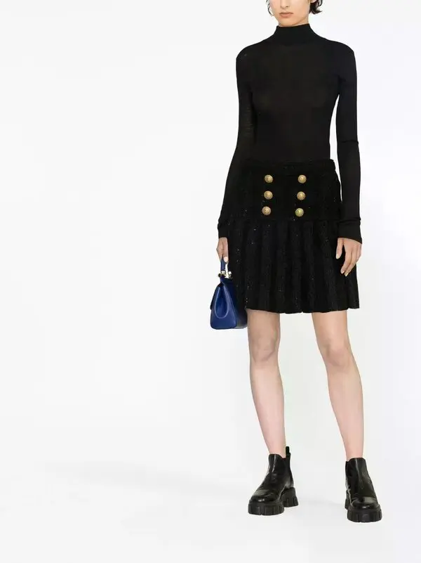 Balmain High-waisted Button-detail Skirt