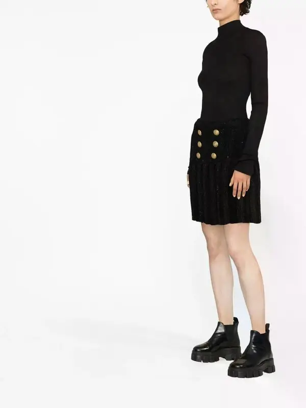 Balmain High-waisted Button-detail Skirt